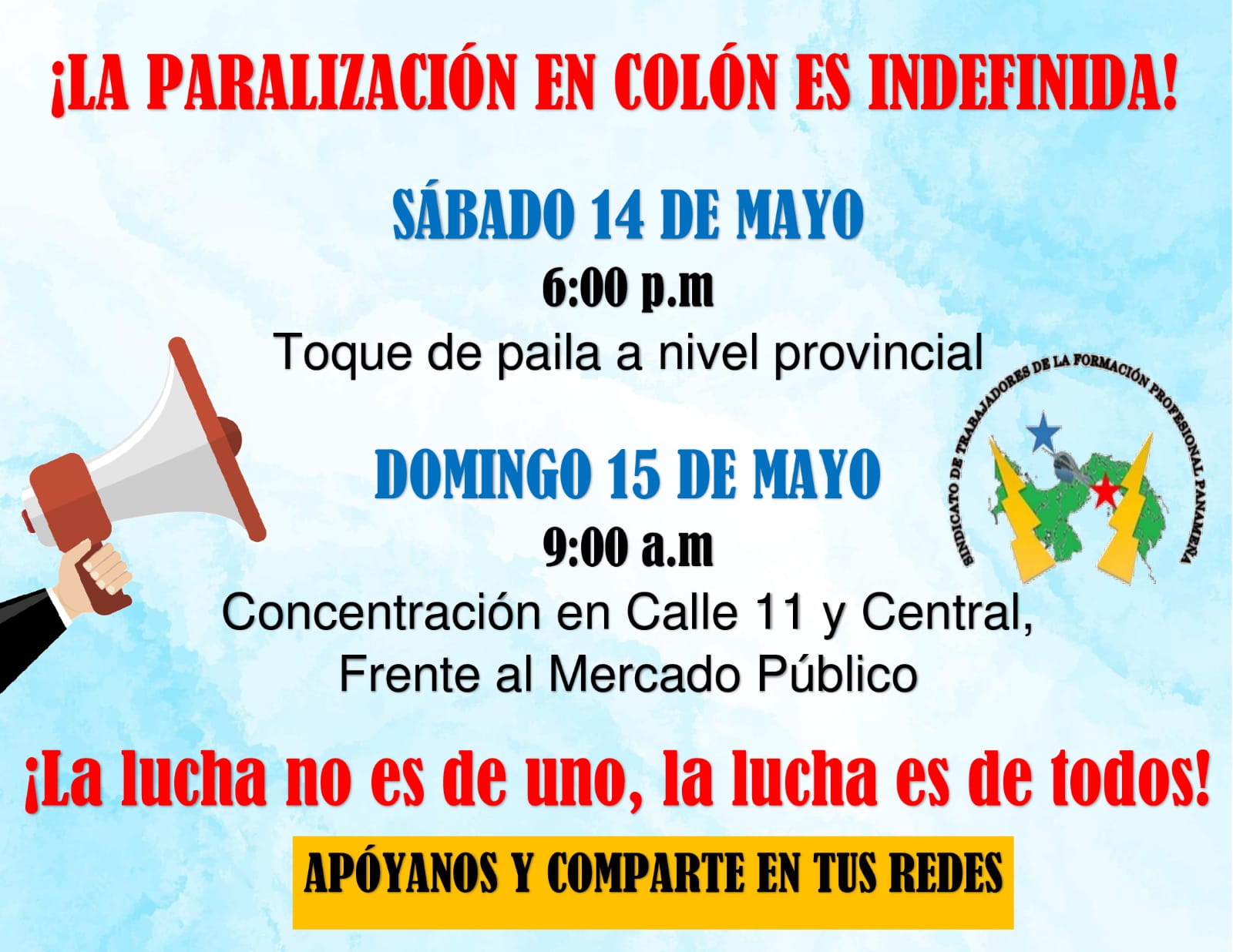 Anuncian nuevas acciones de protesta en Colón